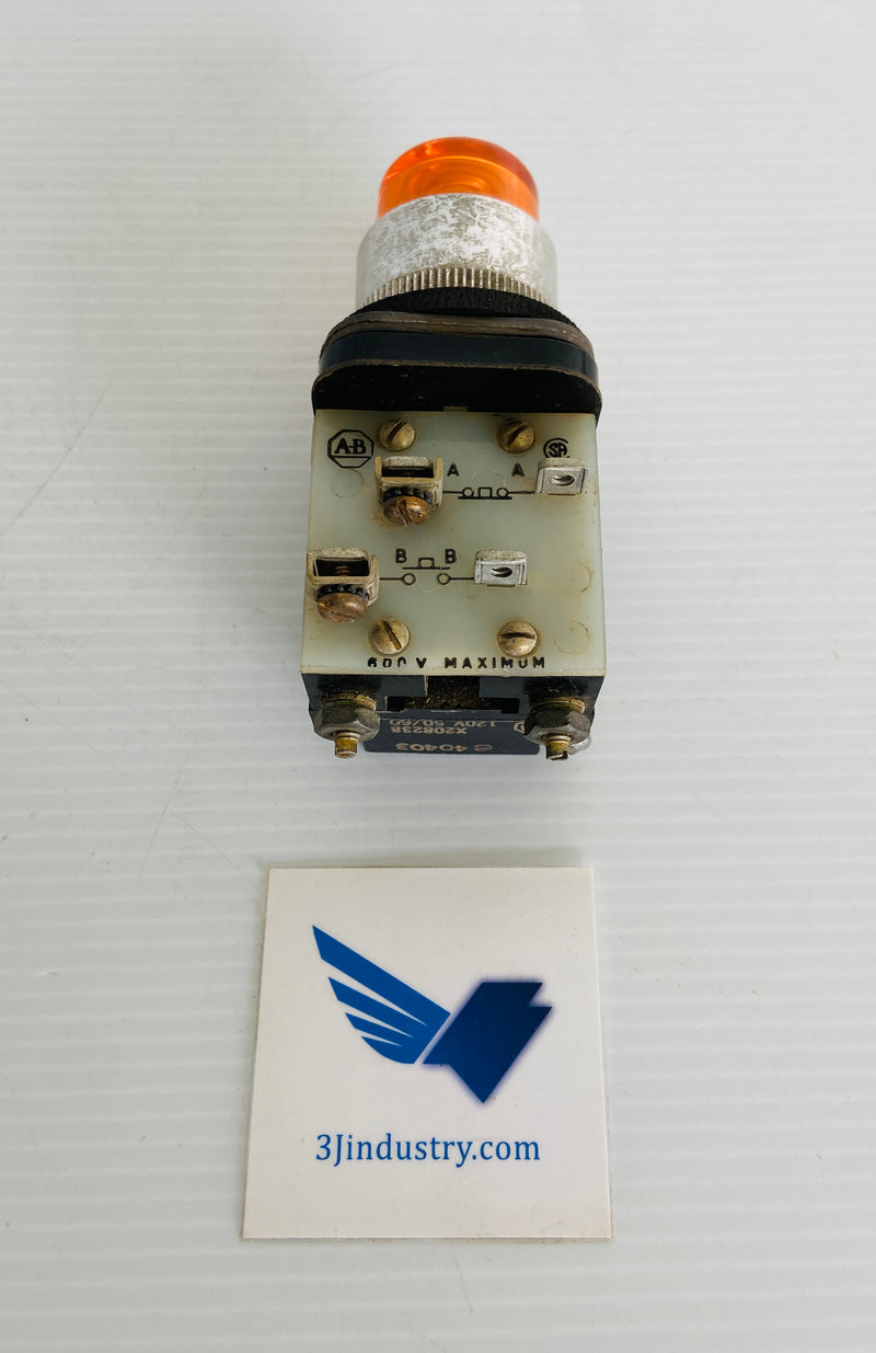 800T-PB16A AMBER ORANGE - 120V - 50/60HZ - #12 LAMP - ALLEN-BRADLEY 80 – 3JIndustry