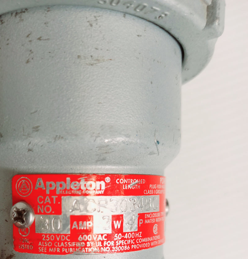 ACP 3034BC - ACP3034BC - Plug 30A 4 Pole 3 Wire 600V - Appleton Powert ...