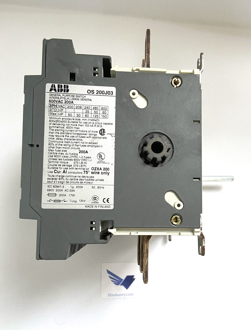 OS200J03 - ABB - OS200 DISCONNECT SWITCH - 200 AMP – 3JIndustry