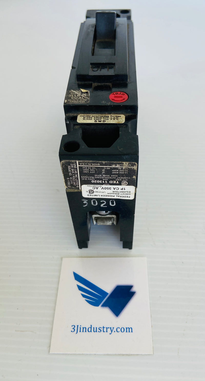 TED113020 - 1 POLE 20A 277VAC 600VAC 125VDC 40C - FEDERAL PIONEER FPE ...