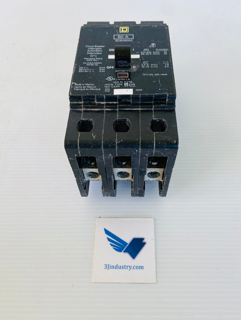 EDB36060 - 600V 3 POLE 60A - SQUARE D SCHNEIDER ELECTRIC EDB36060 BREA ...