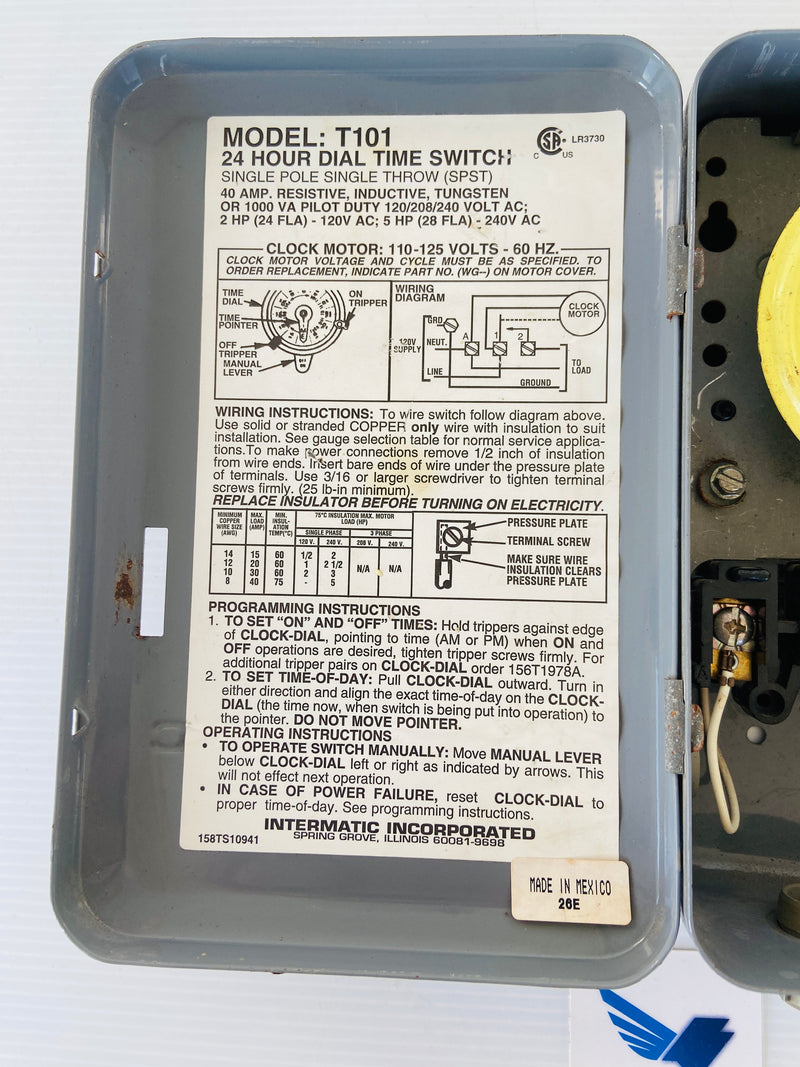 T101 - 110-125V - 60HZ - 24 HOUR - INTERMATIC T101 DIAL TIME SWITCH ...