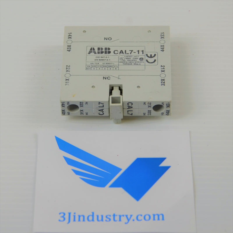 CAL7-11 - ABB CAL7 Contactor - AUXILIARY CONTACT - MOUNT 1NO 1NC Auxil ...