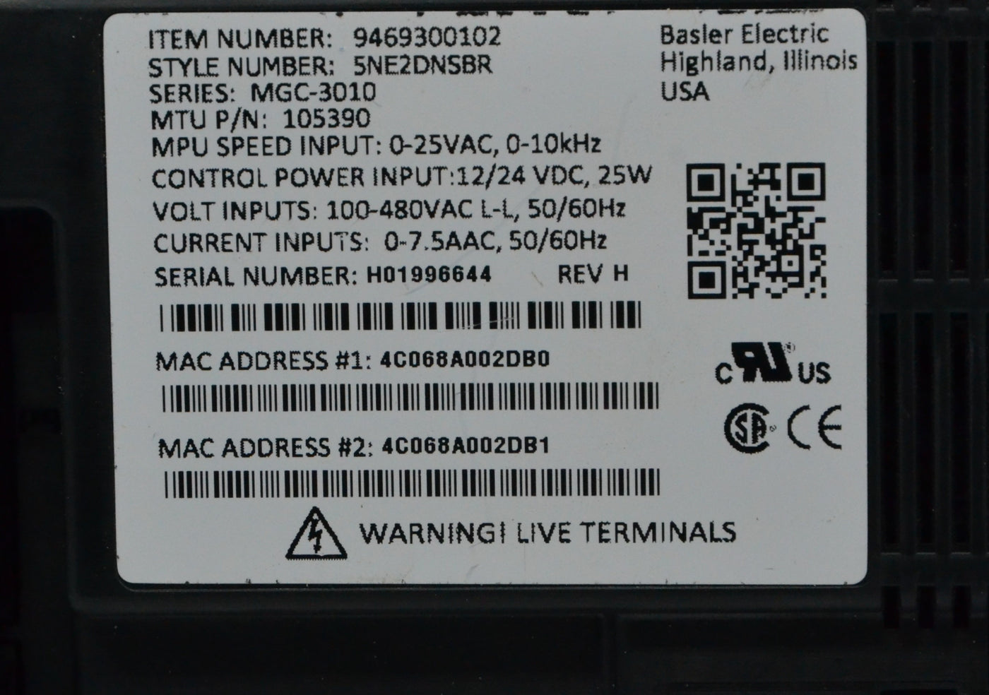 DGC-2020HD - DGC2020HD - BASLER ELECTRONICS DGC DIGITAL CONTROLLER ...