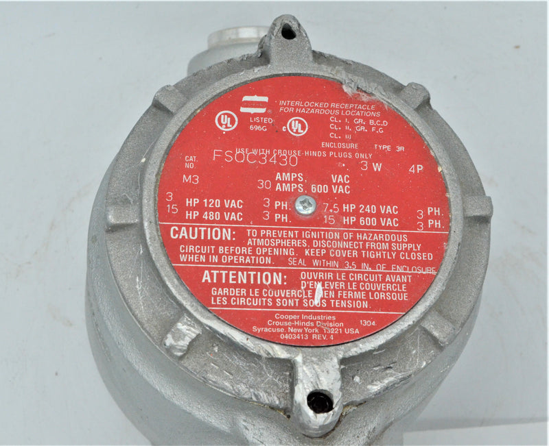 FSQC3430 - EATON CROUSE HINDS FSQC INTERLOCKED RECEPTACLE – 3JIndustry