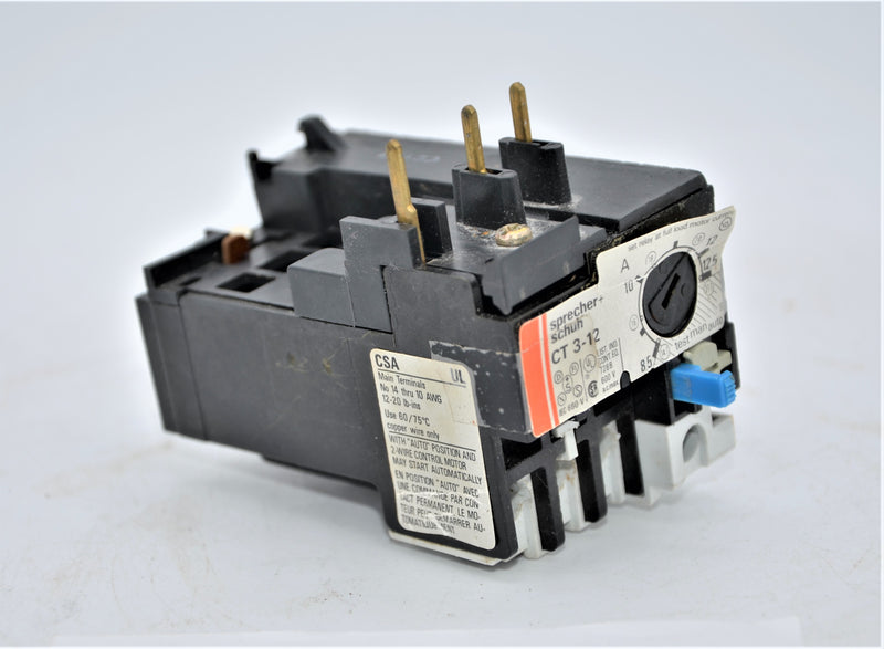 CT3-12 3.8-6A 3 POLE 600VAC - SPRECHER + SCHUH CT3 Thermal overload re ...