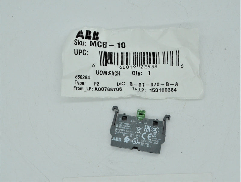 MCB-10 - NEW IN BAG - ABB MCB CONTACT BLOCK – 3JIndustry