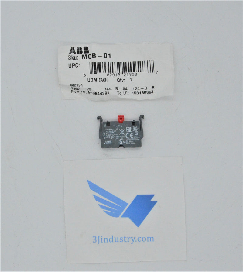 MCB-01 - NEW IN BAG - 1SFA611605R1100 - ABB MCB CONTACT BLOCK – 3JIndustry